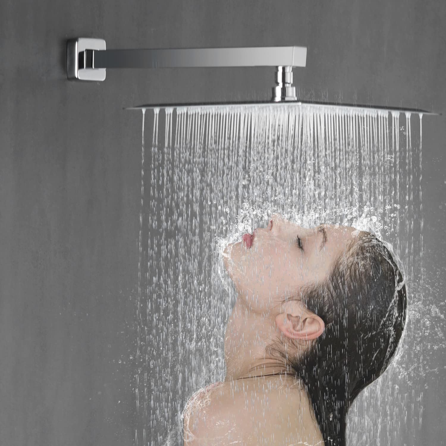 Kruzoo Shower System Rain 12 inches Brass Shower Faucet Set with Handheld Spray Mixer Set High Pressure Square Rainfall Shower Rough-in Valve (cUPC Certified Shower Valve Included) Brushed Nickel