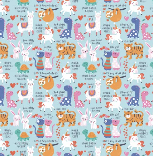 Stesha Party Kids Valentines Day Gift Wrapping Paper - Folded Flat 30 x 20 Inch (3 Sheets)