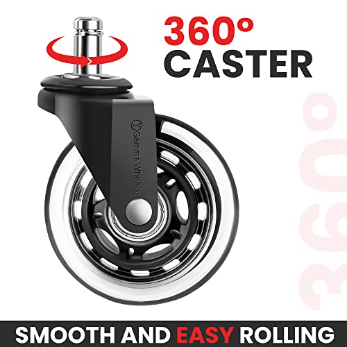 Gamma Office Chair Wheels Black, Pack of 5, 7/16 x 7/8 Inch β Heavy Duty Chair Wheels Replacement for Scratch-Free, Smooth & Silent Rolling β Suitable for Floors & Carpet