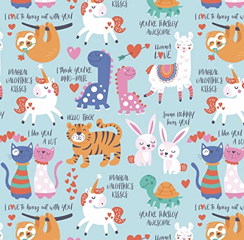 Stesha Party Kids Valentines Day Gift Wrapping Paper - Folded Flat 30 x 20 Inch (3 Sheets)