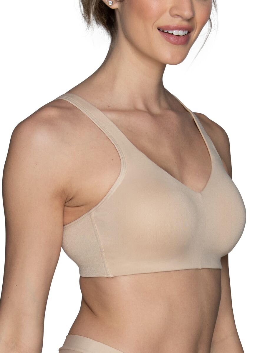 Vanity Fair Women's Wireless Bra, Soft Smoothing Fabrics, Simple Sizing Available S-3XL, Breathable Cups-Neutral, Large