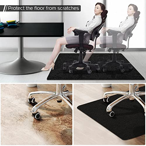 Office Chair Mat for Hardwood Floor, Idrlink 36" × 47" Office Gaming Rolling Floor Mat, Desk Low-Pile Office Rug, Large Anti-Slip Multi-Purpose Hard Floor Mat, Chair Floor Protector for Hardwood Black