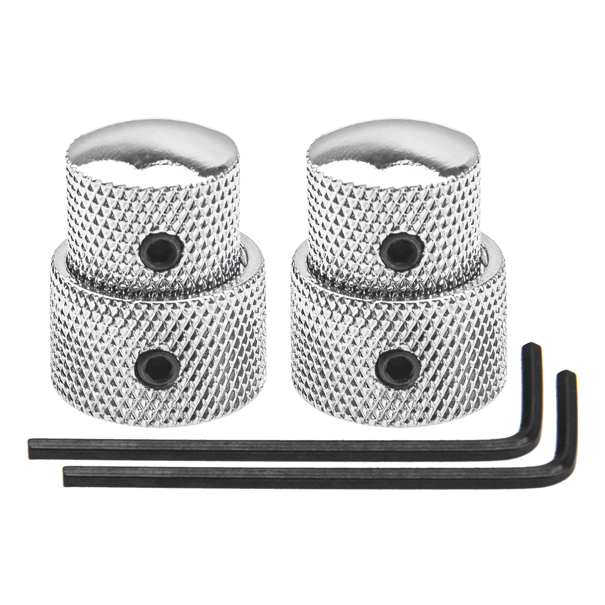 2Pcs Yootones Metal Guitar Dual Concentric Stacked Control Knobs Compatible with Electric Guitar Bass (Silver)