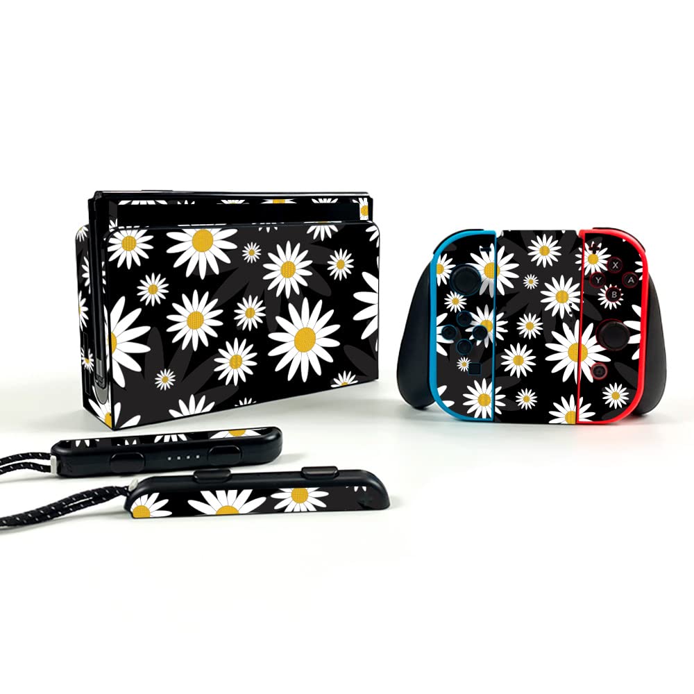 MightySkins Skin Compatible with Nintendo Switch OLED - Daisies | Protective, Durable, and Unique Vinyl Decal wrap Cover | Easy to Apply, Remove, and Change Styles | Made in The USA
