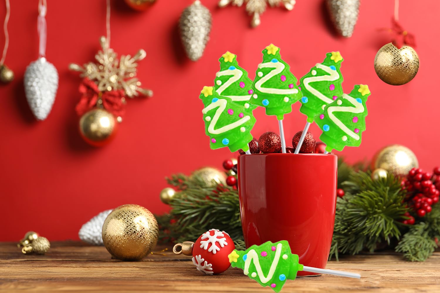 Fruidles Christmas Tree Lollipop, Candy Canes Suckers, Mixed Fruit Flavor, Individually Wrapped Lollipops (12-Pack)
