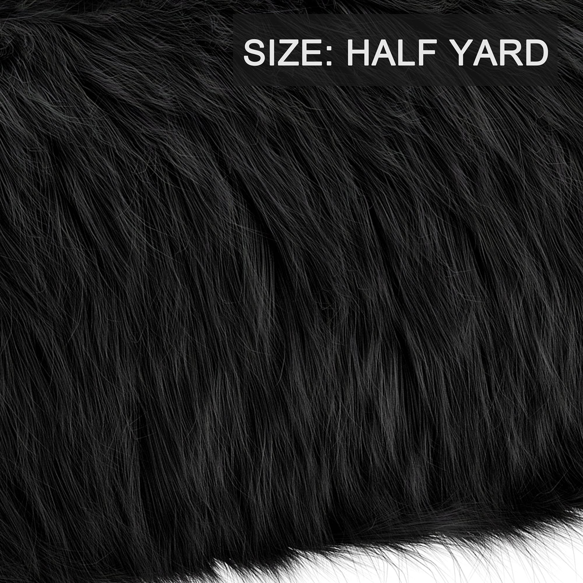 Faux Fur Fabric Craft Fur for Crafts,Gnomes,Costume,Fursuit,Decoration,60×18 Inch(Half Yard, Black)