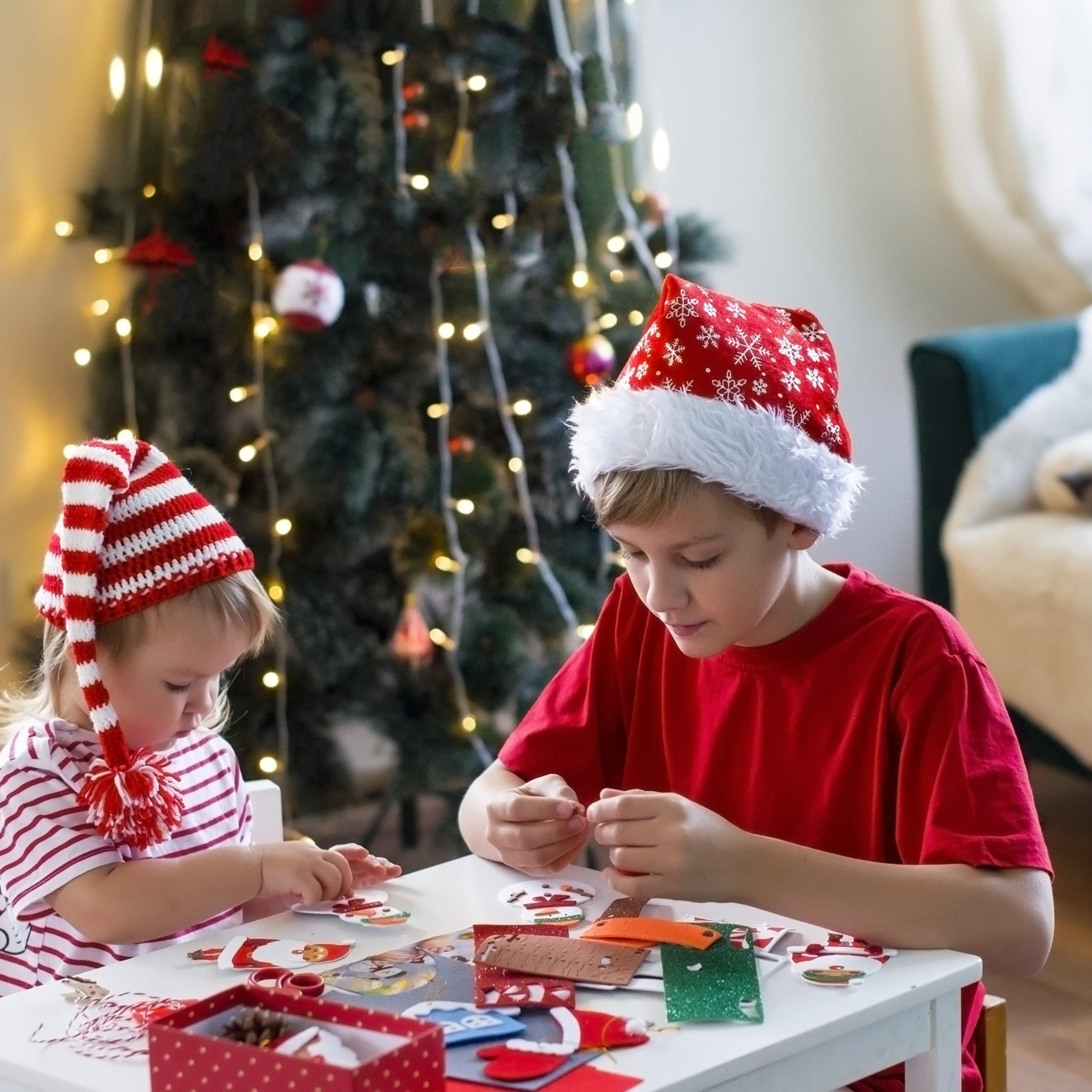 4E's Novelty Christmas Snowman Stick Ornament Craft Kit (12 Pack) Bulk Christmas Crafts for Kids Toddlers 3-4 4-8 DIY Winter Arts and Craft Kit Activity Project