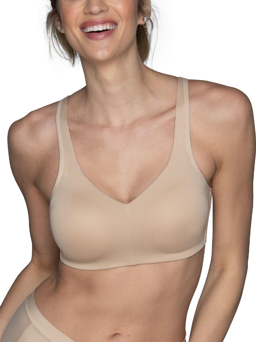 Vanity Fair Women's Wireless Bra, Soft Smoothing Fabrics, Simple Sizing Available S-3XL, Breathable Cups-Neutral, Large