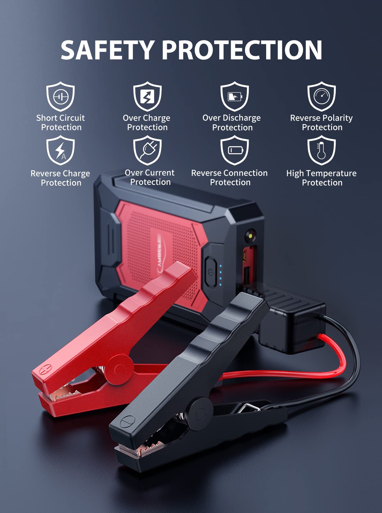 YABER Car Battery Jump Starter 4000A Portable Car Jump Starter Battery Pack (7.0L Gas/5.5L Diesel) 12V Jump Box Battery Jumper Starter Portable with Smart Safety Jumper Cables, LED Flashlight, Compact