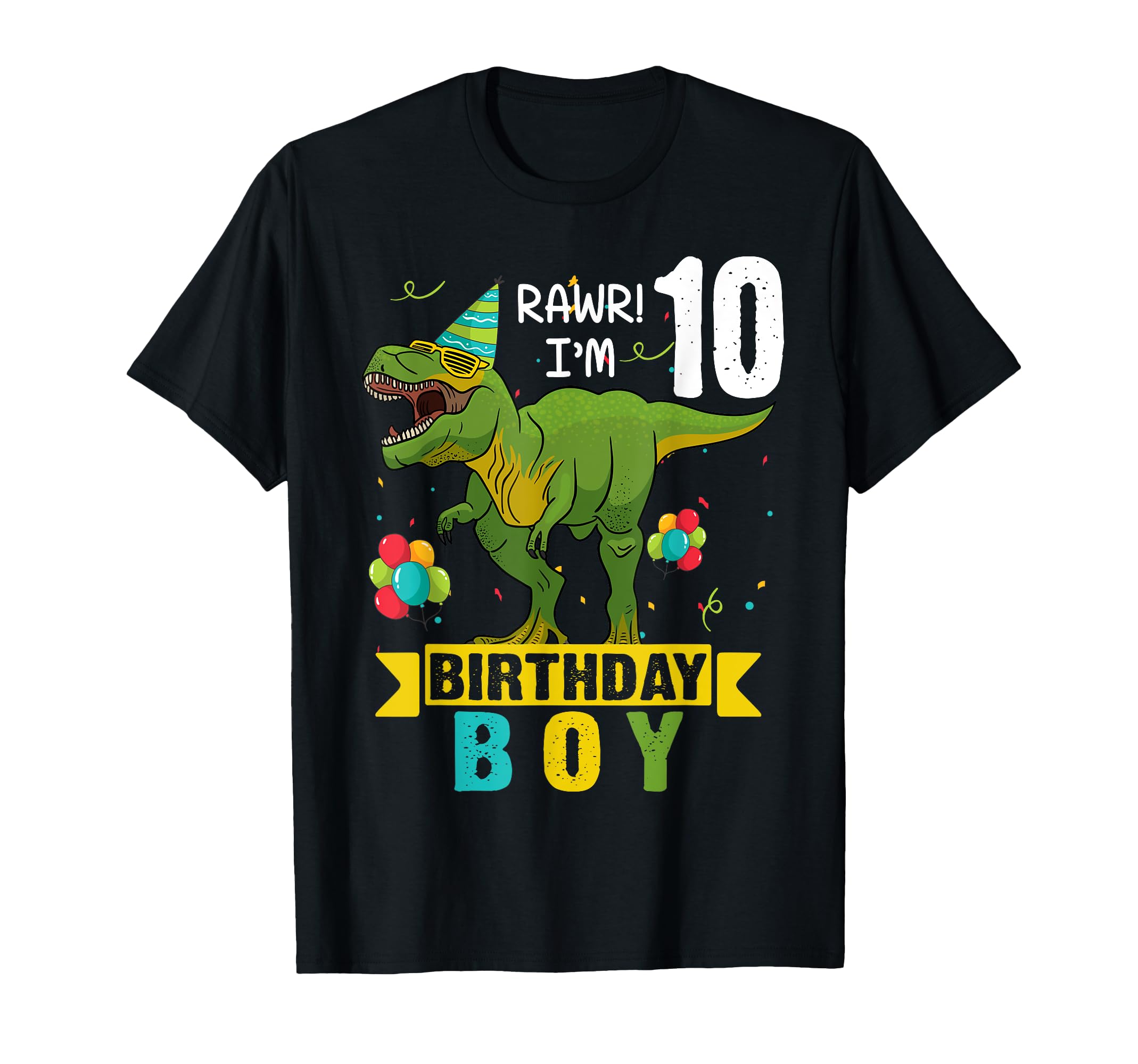 10 Year Old Shirt 10th Birthday Boy T Rex Dinosaur T-Shirt