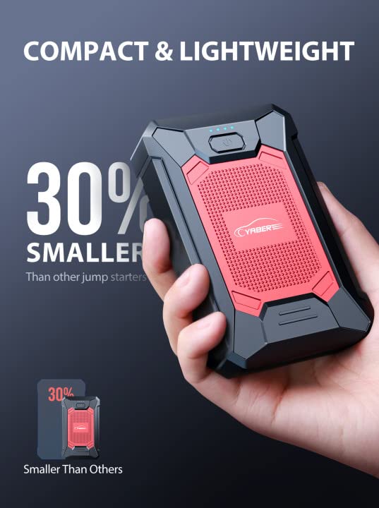 YABER Car Battery Jump Starter 4000A Portable Car Jump Starter Battery Pack (7.0L Gas/5.5L Diesel) 12V Jump Box Battery Jumper Starter Portable with Smart Safety Jumper Cables, LED Flashlight, Compact