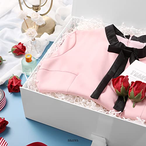 BLK&WH Extra Large Gift box with Ribbon 16.3x14.2x5 Inches, Large White Gift box with Lid for presents, Bridesmaid Proposal box, Big Gift box for Clothes and Large Gifts(Glossy White)