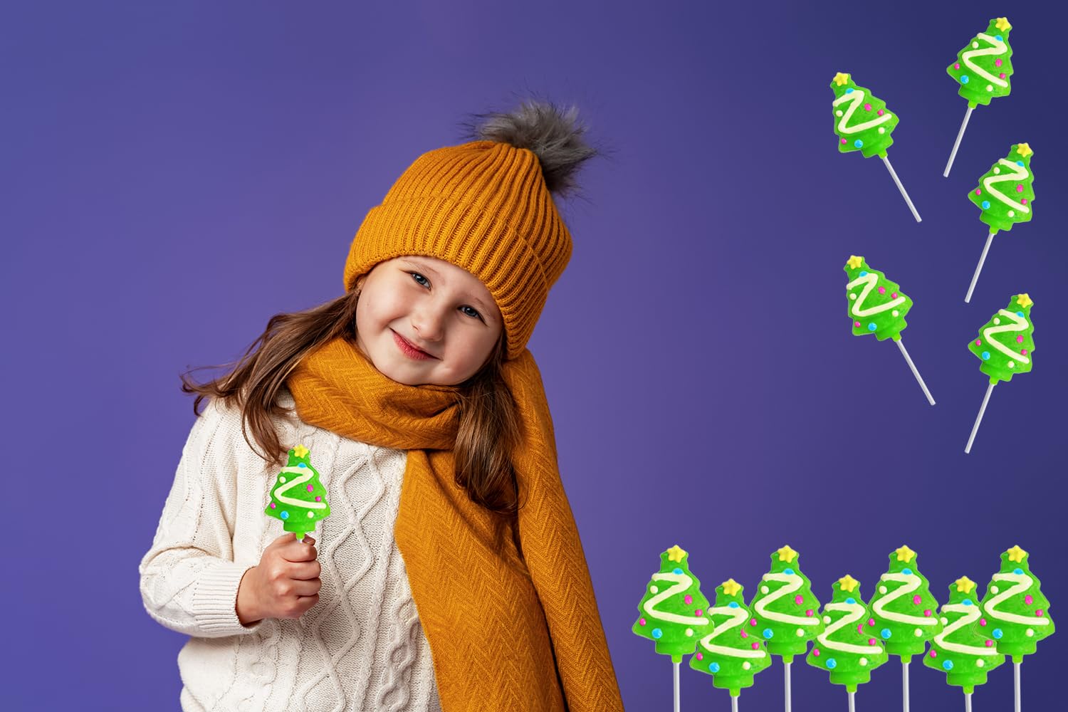 Fruidles Christmas Tree Lollipop, Candy Canes Suckers, Mixed Fruit Flavor, Individually Wrapped Lollipops (12-Pack)