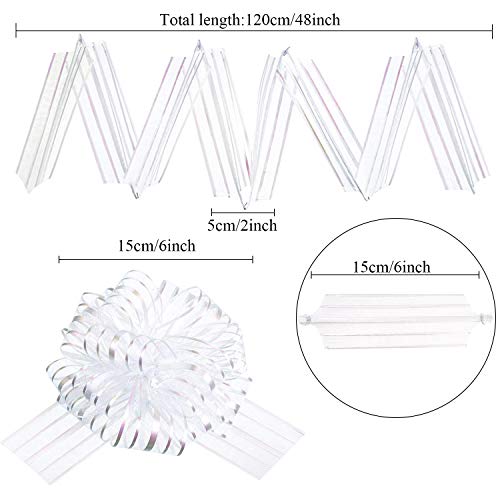 Pull Bows, 20Pcs Large White Organza Pull Ribbon String 6 Inches Gift Warp Bows for Wedding Birthday Party Christmas Gifts Decoration