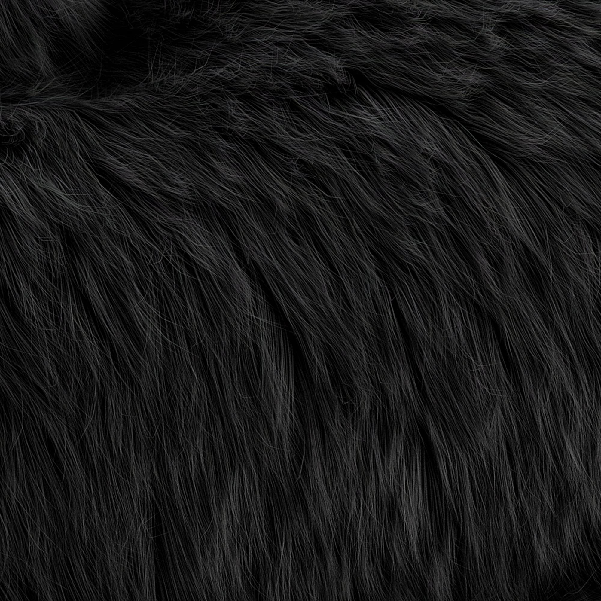 Faux Fur Fabric Craft Fur for Crafts,Gnomes,Costume,Fursuit,Decoration,60×18 Inch(Half Yard, Black)