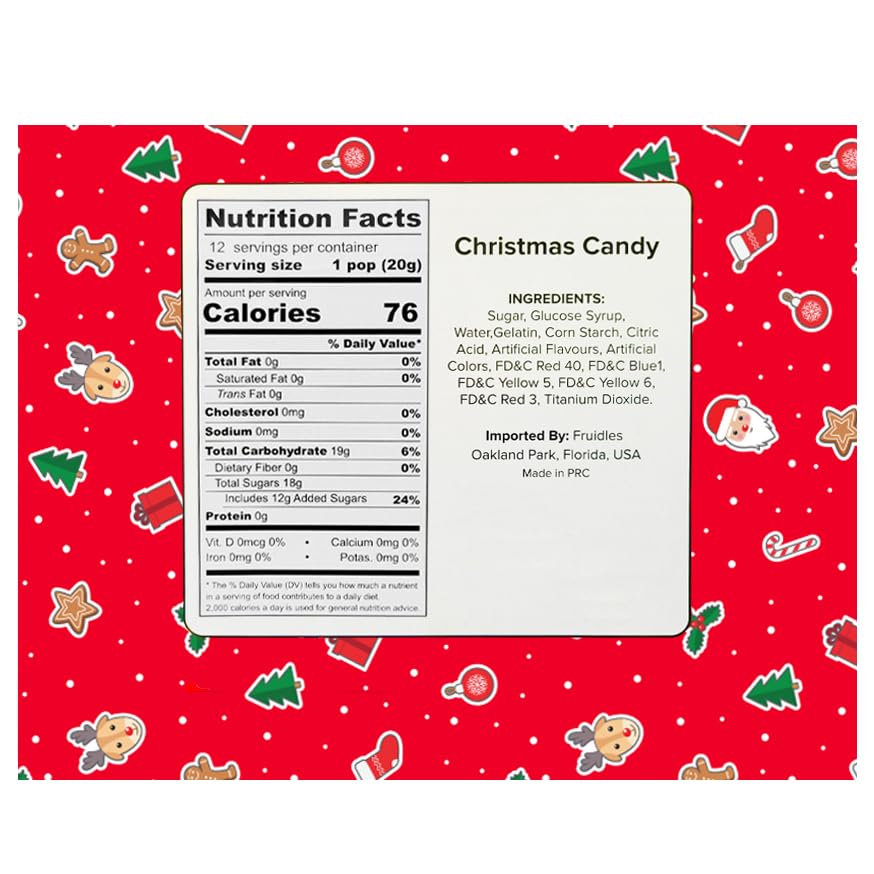 Fruidles Christmas Tree Lollipop, Candy Canes Suckers, Mixed Fruit Flavor, Individually Wrapped Lollipops (12-Pack)