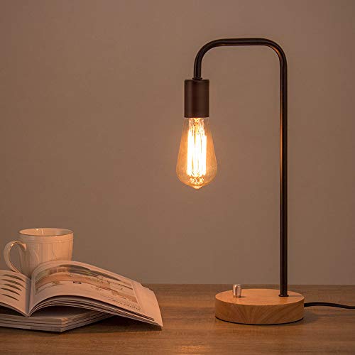 HAITRAL Industrial Desk Lamp, Vintage Edison Bulb Table Lamp for Dorm, Office, Bedroom, Living Room - Black (Without Bulb)