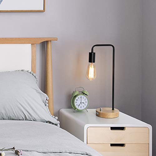 HAITRAL Industrial Desk Lamp, Vintage Edison Bulb Table Lamp for Dorm, Office, Bedroom, Living Room - Black (Without Bulb)