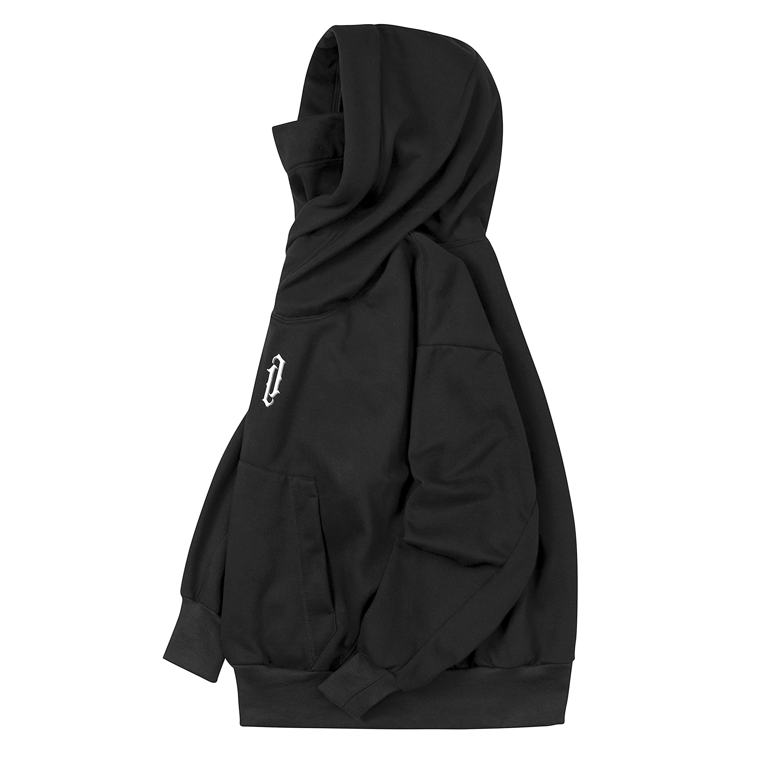 Niepce Inc Streetwear Men's Oversized Hoodie with Neck Gaiter (Black, Medium)