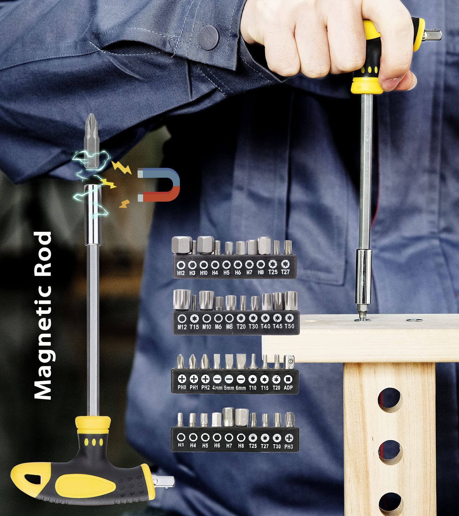 DOWELL Magnetic Screwdriver Set Slotted/Phillips/Torx 108-Piece Stubby Screwdriver Mini Precision Screwdriver Bits Set Hex Key Set Magnetizer Tool Kit for Repair Craft