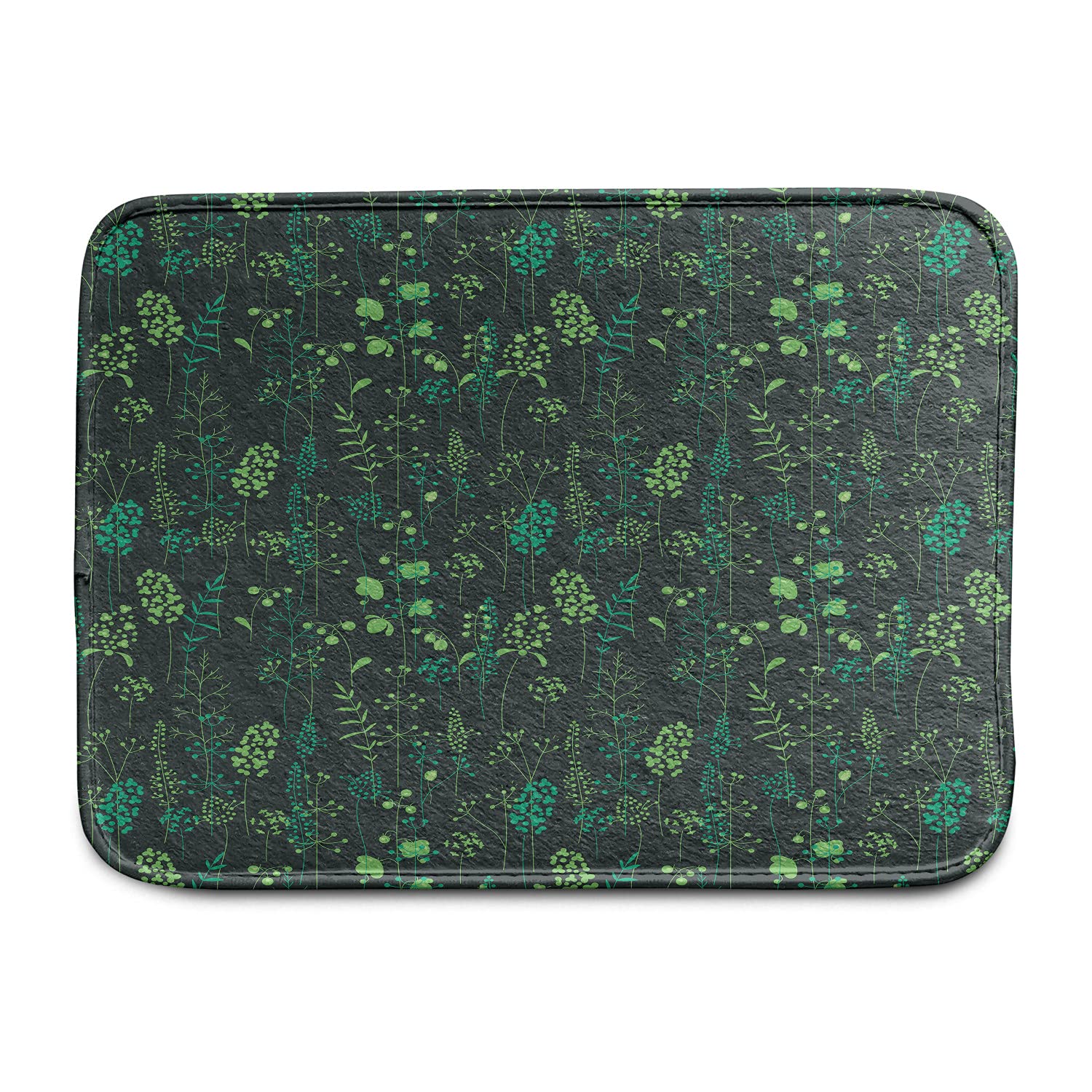 Lunarable Botanical Car Mat Set of 4, Nature Composition of Various Plants Branches and Herbs, Front & Back Seat Floor Mat Durable PVC Backing Car Accesory, Dark Reseda Green Teal