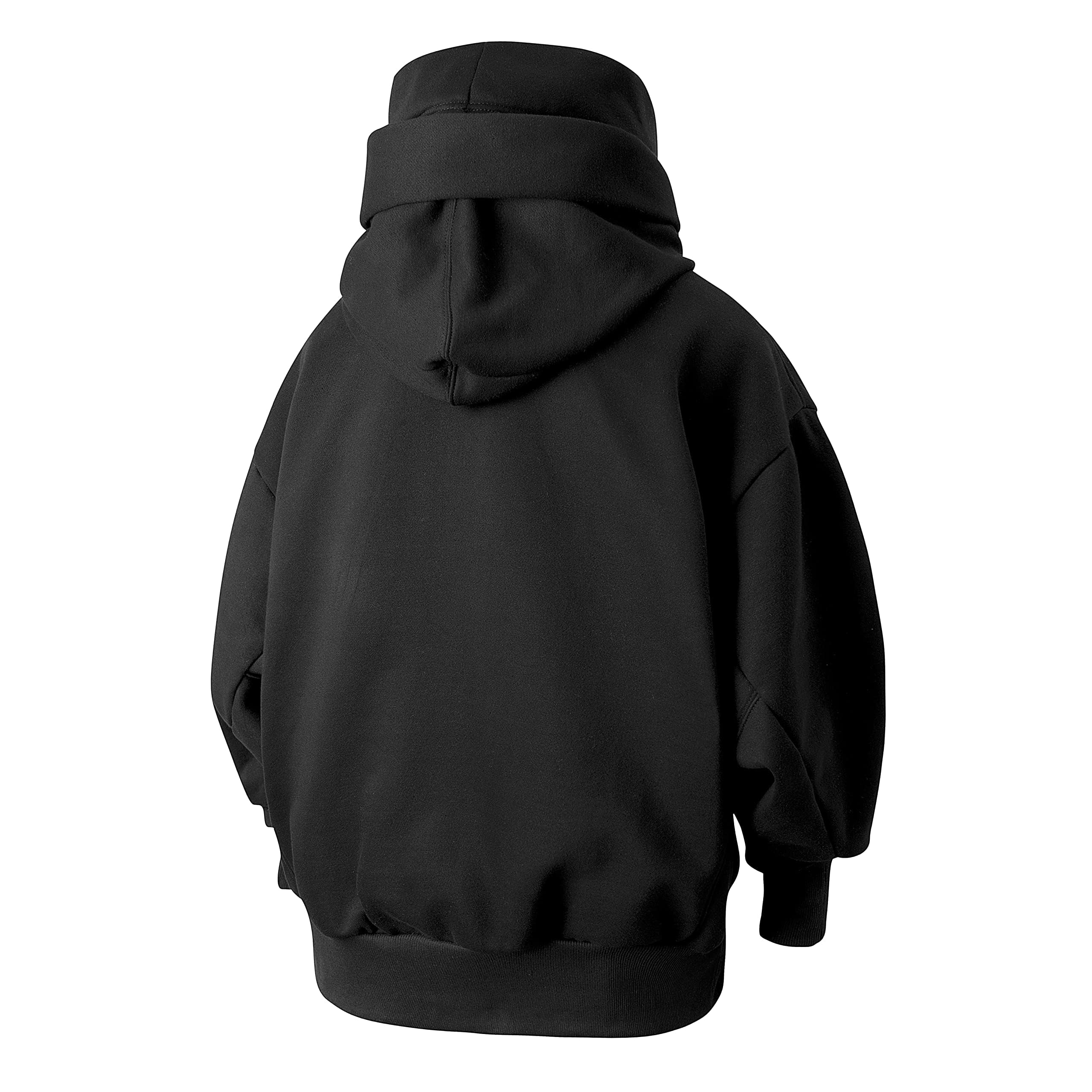 Niepce Inc Streetwear Men's Oversized Hoodie with Neck Gaiter (Black, Medium)