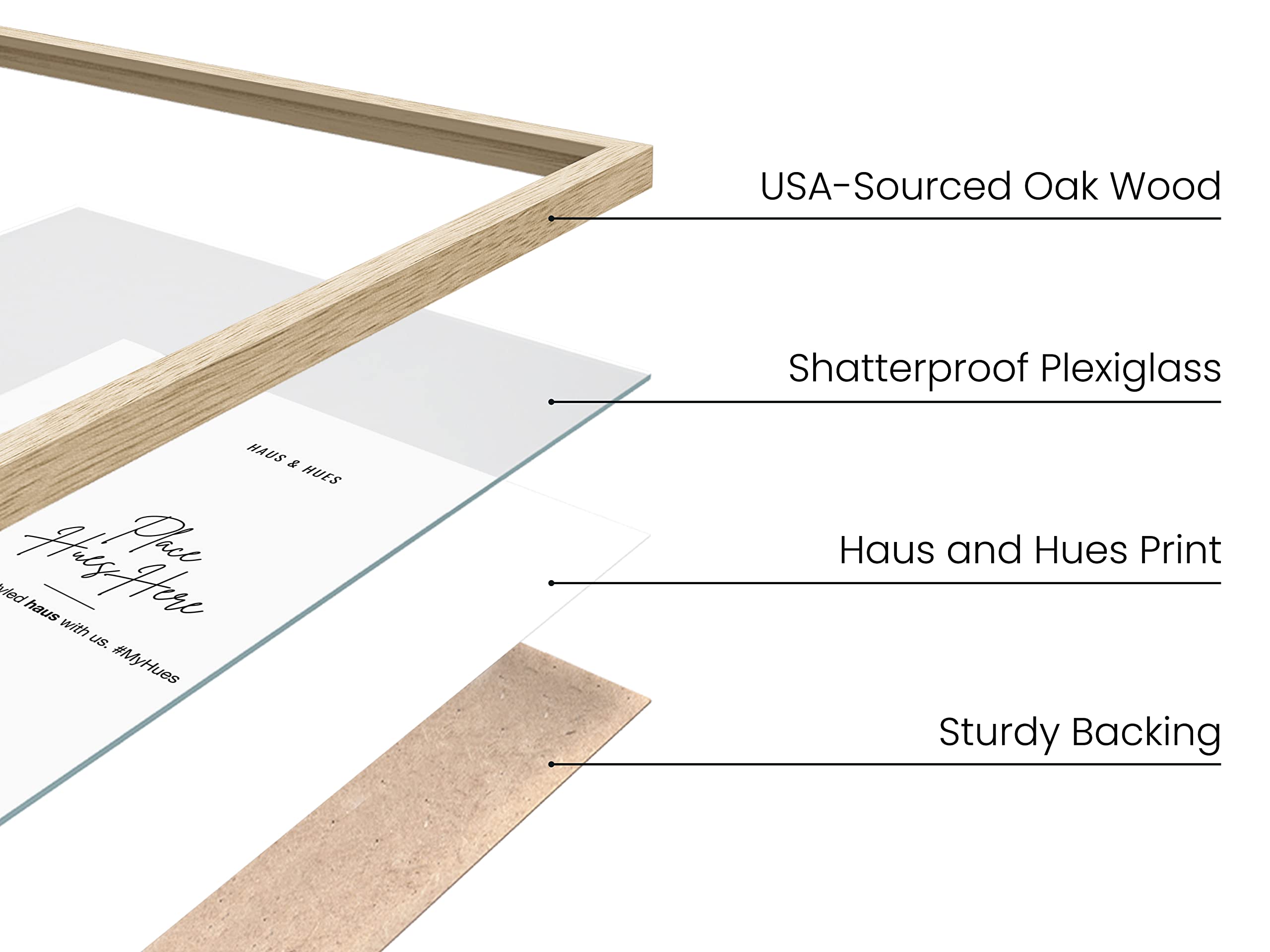 HAUS AND HUES 16"x20" Beige Natural Oak Wood Frames for Posters, 16x20 Frame Wood, 16x20 Poster Frames for Wall, 16x20 Frame Light Wood, Picture Frames 20x16 (Beige Oak)