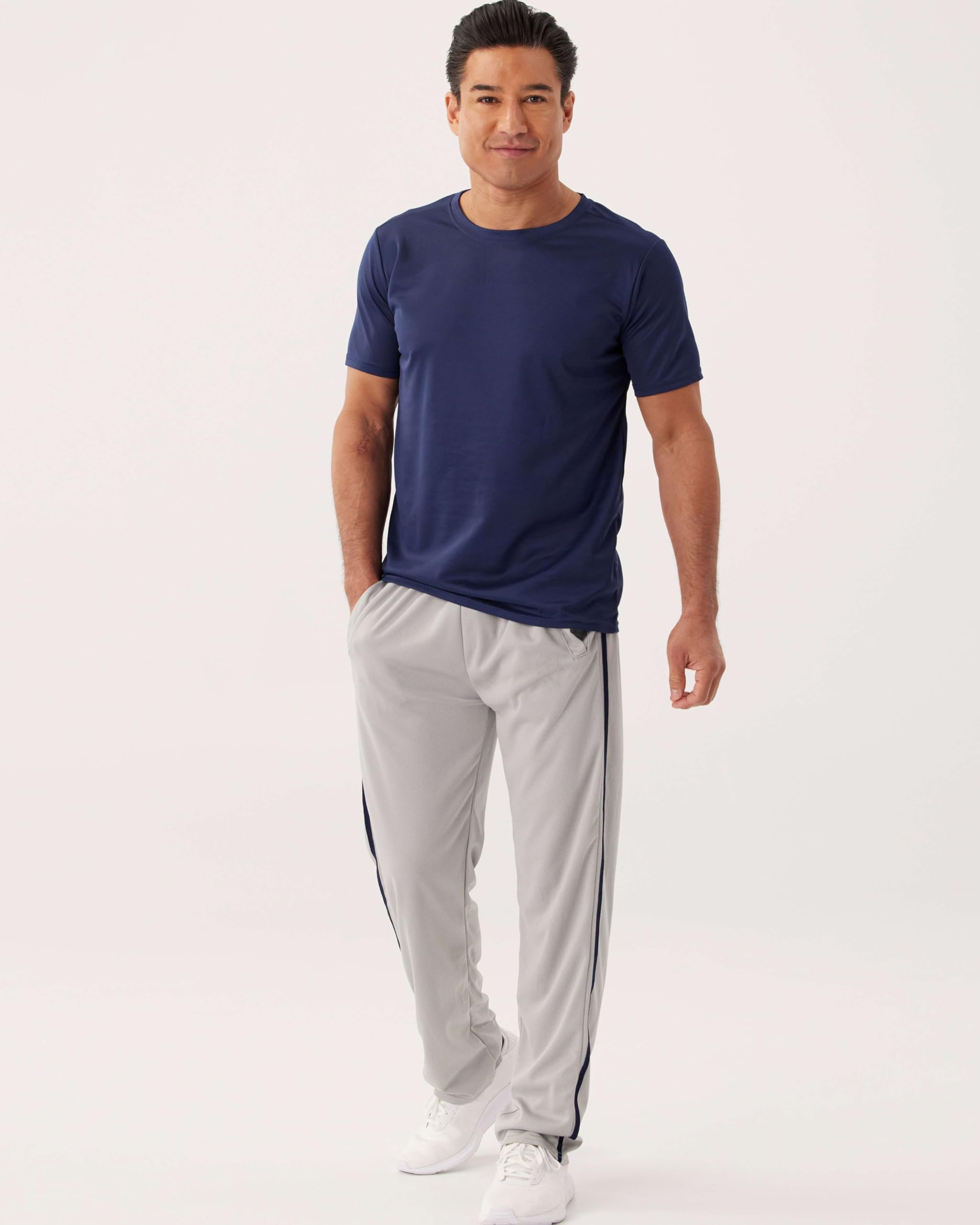 Real Essentials Men's Mesh Athletic Active Gym Workout Open Bottom Sweatpants Pockets Sports Training Soccer Track Running Casual Lounge Comfy Jogging Quick Dry Drawstring Pants- Set 5, XL,Pack of 3