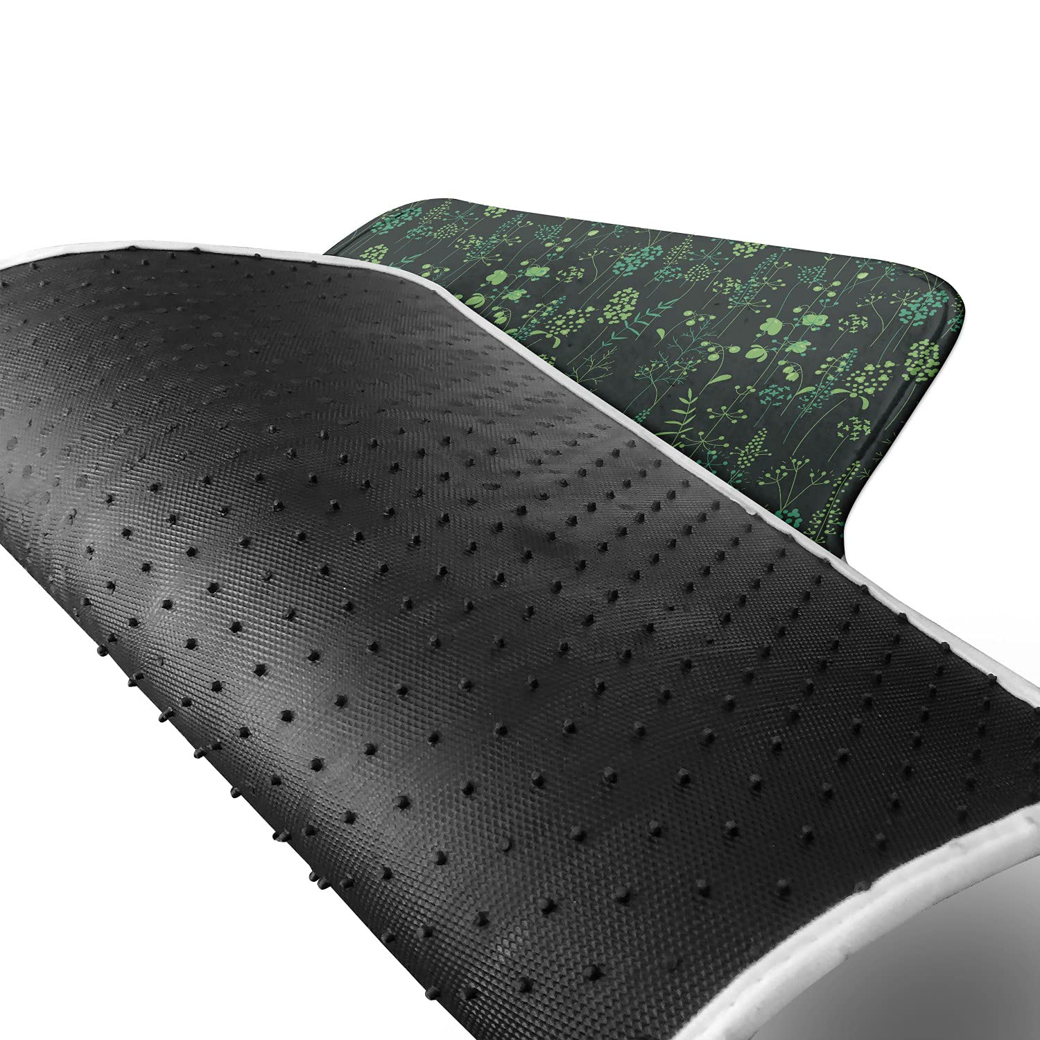 Lunarable Botanical Car Mat Set of 4, Nature Composition of Various Plants Branches and Herbs, Front & Back Seat Floor Mat Durable PVC Backing Car Accesory, Dark Reseda Green Teal
