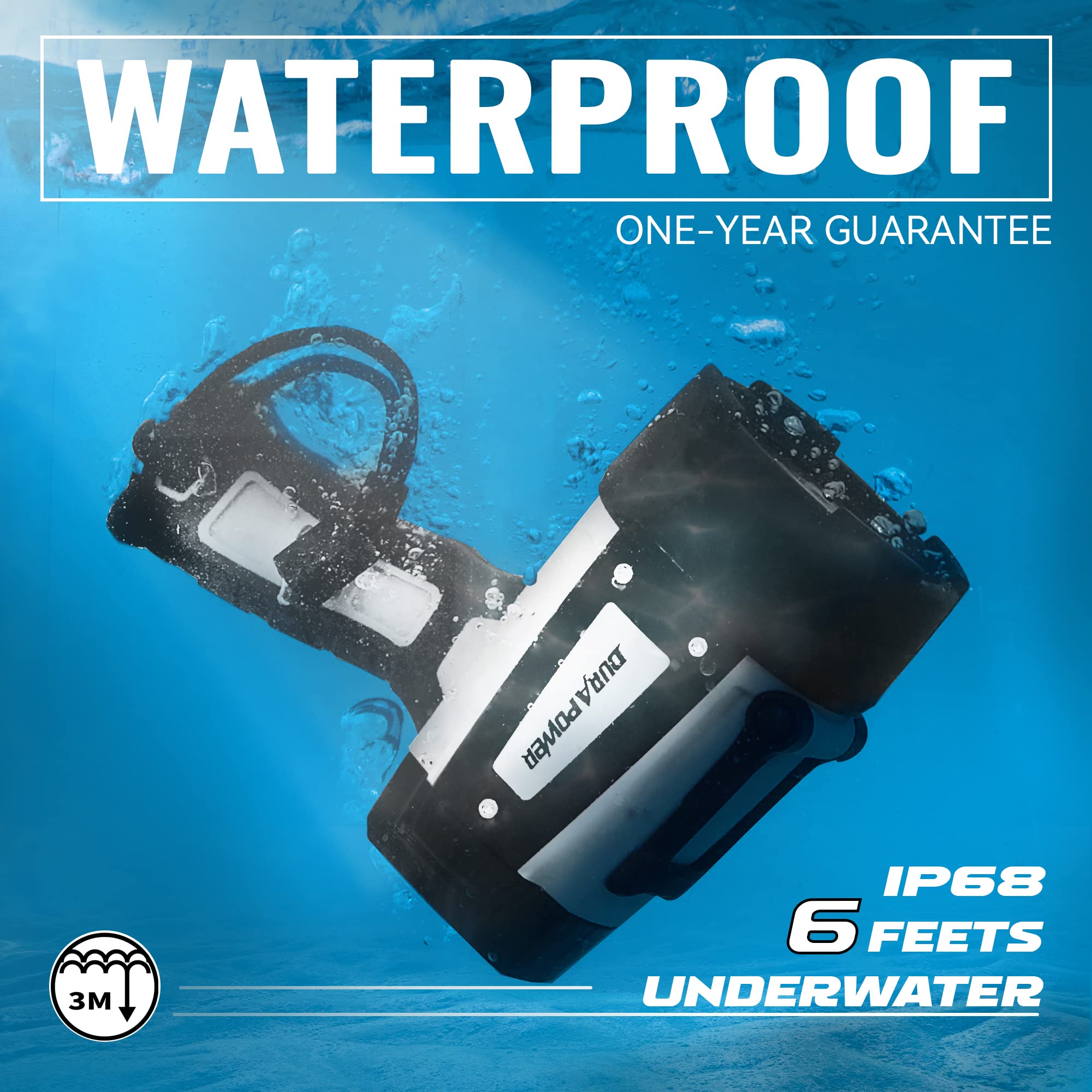 Durapower Rechargeable Spotlight, 200000 Lumen LED Handheld Spotlight, IP68 Waterproof Spotlight Flashlight Portable Marine Boat