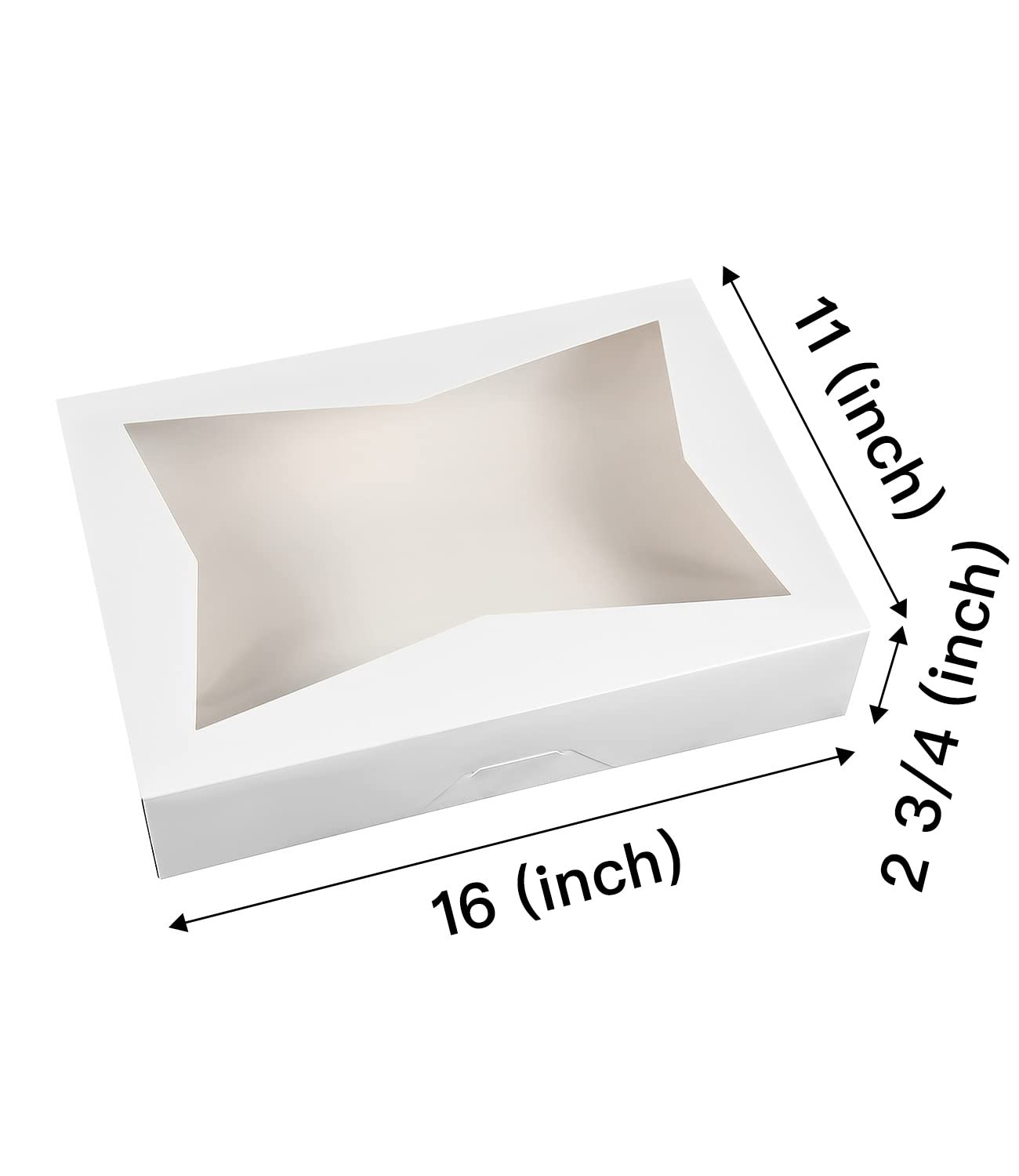 SOROO 15-PACK White Pastry Bakery Box 16x11x2.75inch,Large Donuts,Muffins,Cookies Boxes with PVC Window Auto-Pop up Paper Box Nature Cardboard Take Out Container,Hold 12 Donuts,Pack of 15