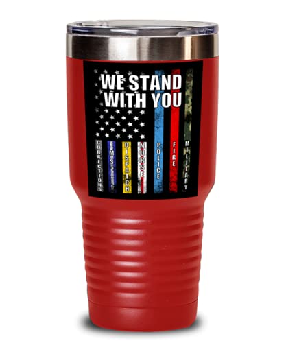 Corrections EMS Dispatch Nurse Police Fire Military Tumbler With Lid Red, 30oz Insulated Mug Cup Present Idea