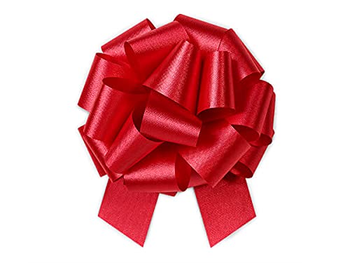 Red Flora Satin 5.5" Pull Bows 20 Loops Set of 10 Gift wrap Christmas Wedding Gift wrap Pill String Bows by A1 bakery supplies