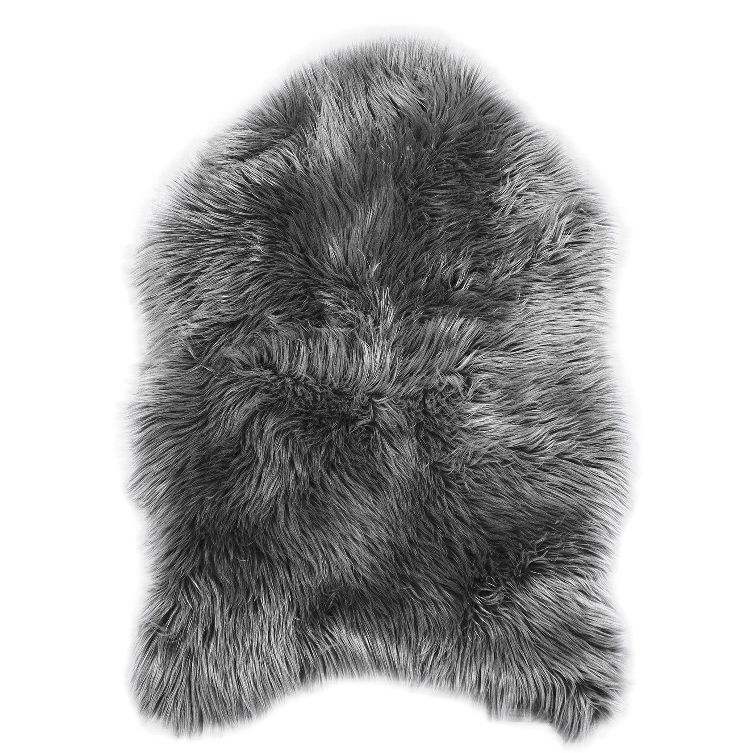 Teppich Wölkchen Faux Fur Rug | Sheep Skin Throw Rug | Washable Fluffy Area Rug, Fuzzy Shag Rug for The Living Room, Bedroom, Nursery Decor I Dark Gray - 2x3ft Sheepskin