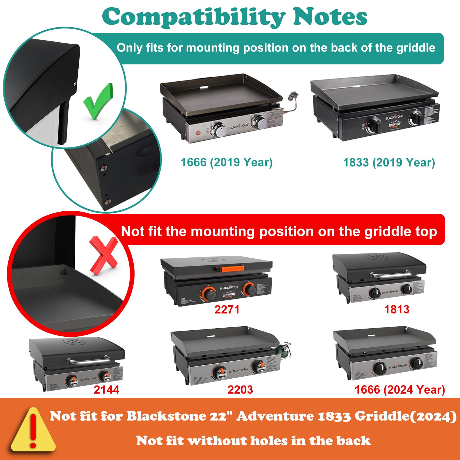 5011 Hard Cover Hood with Temperature Gauge for Blackstone 22 inch Table Top Griddle, Griddle Lid and Heavy Duty Grill Cover & Bag for Blackstone 22" Table Top Griddles, Black