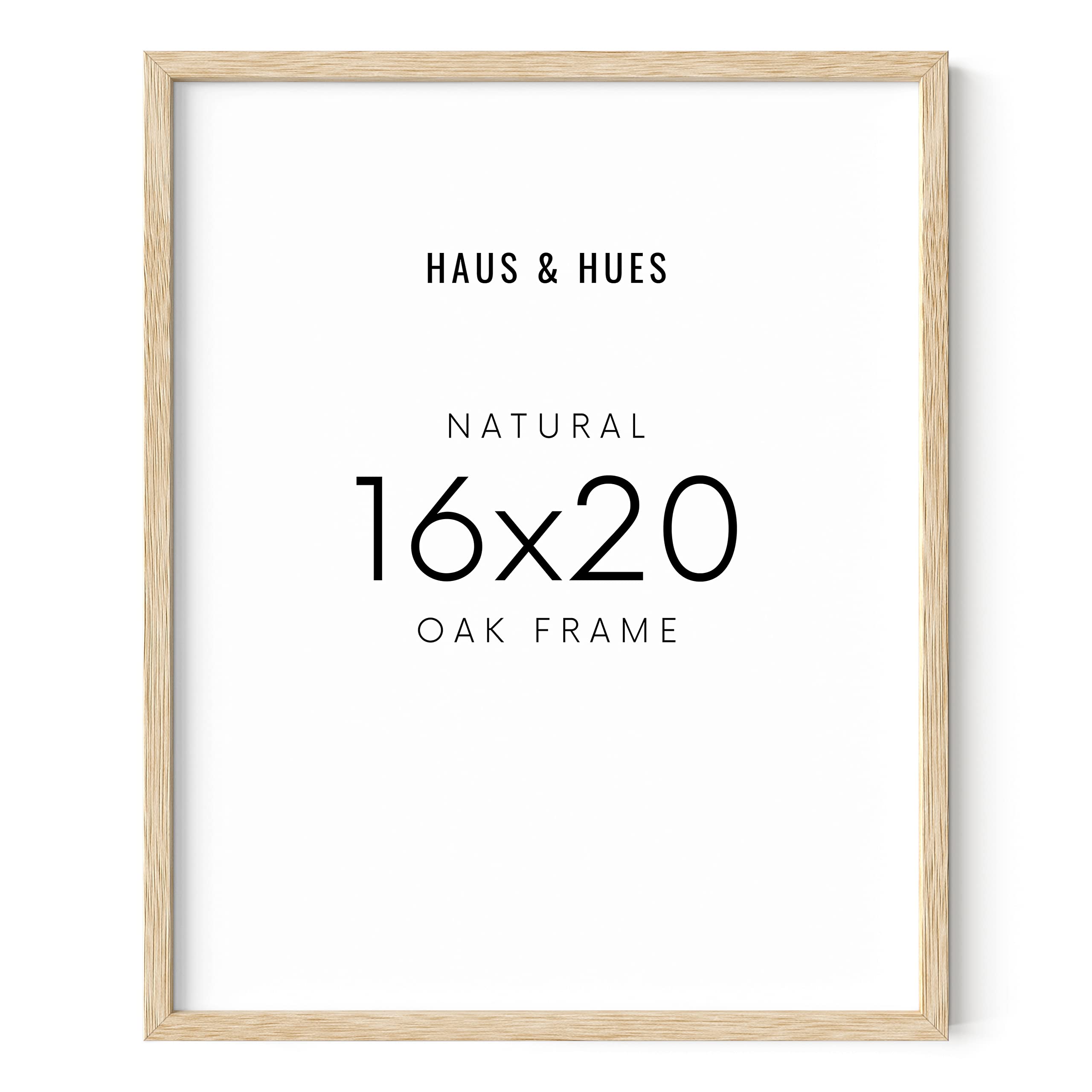 HAUS AND HUES 16"x20" Beige Natural Oak Wood Frames for Posters, 16x20 Frame Wood, 16x20 Poster Frames for Wall, 16x20 Frame Light Wood, Picture Frames 20x16 (Beige Oak)