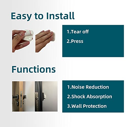 [4 Pack] [White&Gray] Door Stoppers Wall Protector Square 1.77 Inch Silicone Strong Adhesive Tape Shock Absorbent Wall Shield Door Slamming Silencer for Door Handle Furniture Protectors Rubber