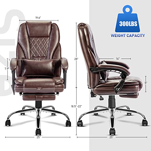 NOBLEMOOD Heating Massage Office Chair Ergonomic High Back Reclining Computer Chair Height Adjustable Swivel Executive Desk Chairs with Footrest and Lumbar Pillow