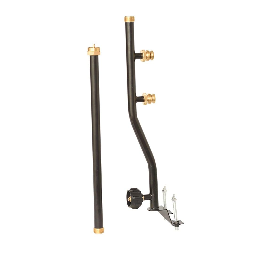 Flame King FK-DP2PC 3 Outlet Adapter 20 to 1LB Propane Distribution Post Pole Tree Stem Stand for Stove, Lanterns, and Camping, Black