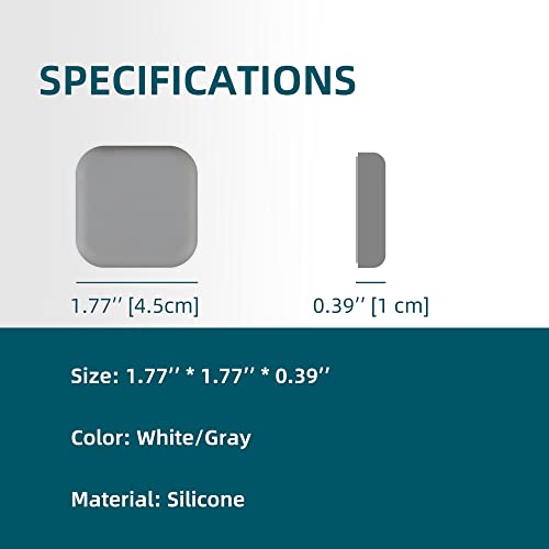 [4 Pack] [White&Gray] Door Stoppers Wall Protector Square 1.77 Inch Silicone Strong Adhesive Tape Shock Absorbent Wall Shield Door Slamming Silencer for Door Handle Furniture Protectors Rubber