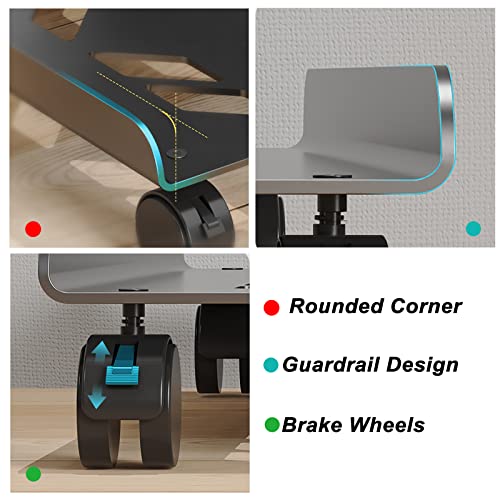 Deston Computer Tower Cart CPU Metal Rolling Stand, Mobile PC Cart Holder, Desktop ATX-Case Rolling Dolly on Casters, Computer Host Stand with Brake Wheels Under Home Office Desk, Black