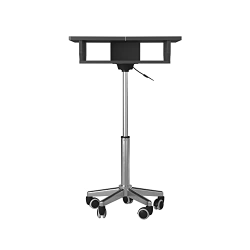 Techni Mobili RTA-B006-GPH06 Folding Cart with Storage, Laptop Stand with Height Adjustable, Non Marking Caster Wheels, Graphite