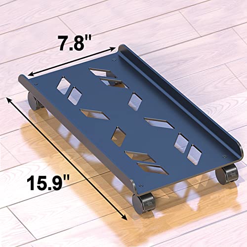 Deston Computer Tower Cart CPU Metal Rolling Stand, Mobile PC Cart Holder, Desktop ATX-Case Rolling Dolly on Casters, Computer Host Stand with Brake Wheels Under Home Office Desk, Black