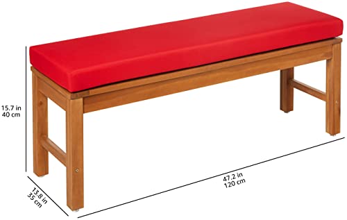 Amazon Aware FSC Certified Outdoor Bench with Cushion, Acacia Wood, Natural Finish