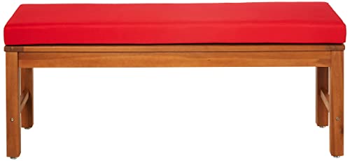 Amazon Aware FSC Certified Outdoor Bench with Cushion, Acacia Wood, Natural Finish