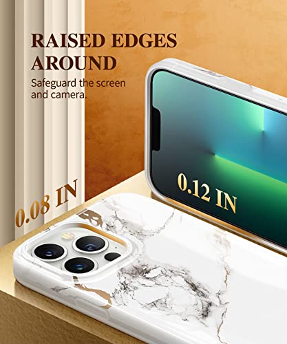 GVIEWIN for iPhone 13 Pro Max Case, Marble Soft TPU Shockproof Protective Case, Ultra Slim Thin Glossy Stylish Phone Cover, 6.7" 2021(White/Gold)