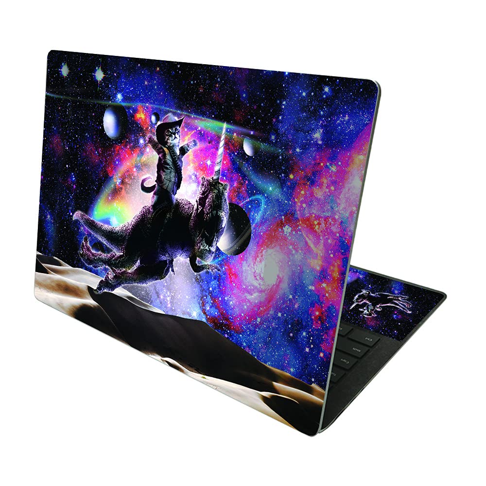 MightySkins Carbon Fiber Skin Compatible with Microsoft Surface Laptop 4 13.5â - Jurassic Space Cat | Protective, Durable Textured Carbon Fiber Finish | Easy to Apply | Made in The USA