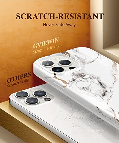 GVIEWIN for iPhone 13 Pro Max Case, Marble Soft TPU Shockproof Protective Case, Ultra Slim Thin Glossy Stylish Phone Cover, 6.7" 2021(White/Gold)