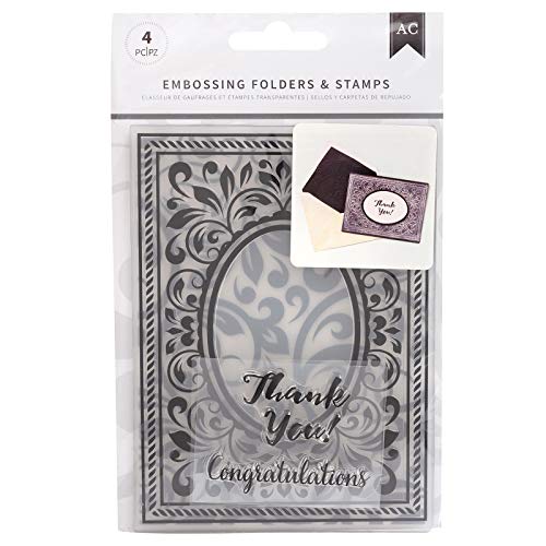 American Crafts Congratulations Flourish Embossing Folders and Stamps, Multi