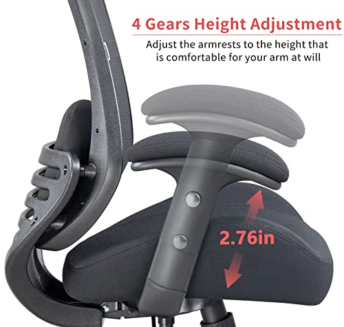 LONGBOSS Drafting Chair Mesh Computer Tall Office Chair, Standing Desk Stool with Lumbar Support Pillow, Height Adjustable Armrest and Adjustable Foot Ring (Black)